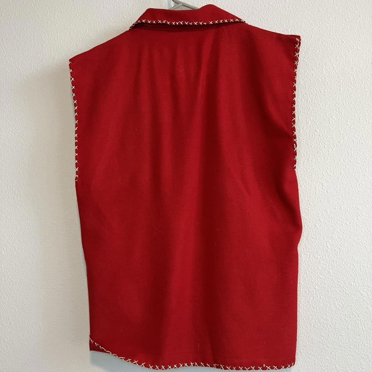 Designer Vintage Red Knit Vest With Floral Pattern | Grailed