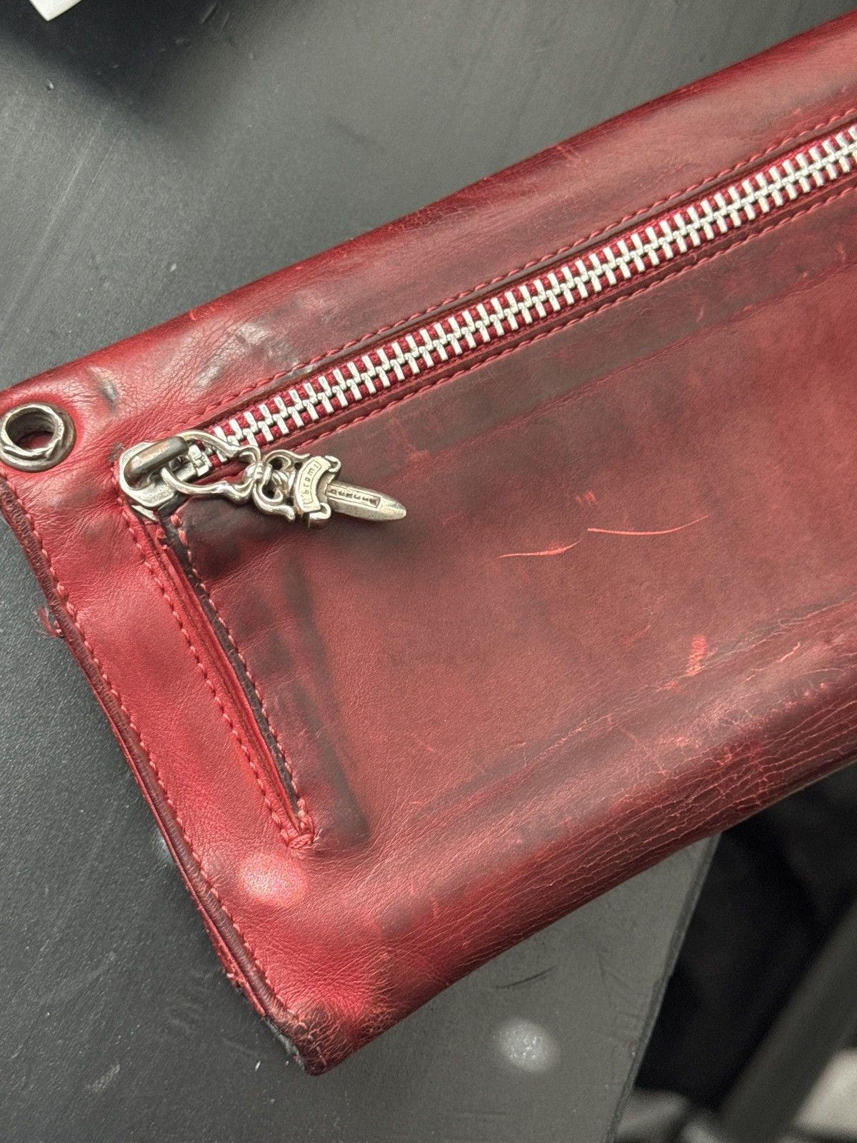 Chrome Hearts Chrome Hearts Red Leather Cross Wallet | Grailed