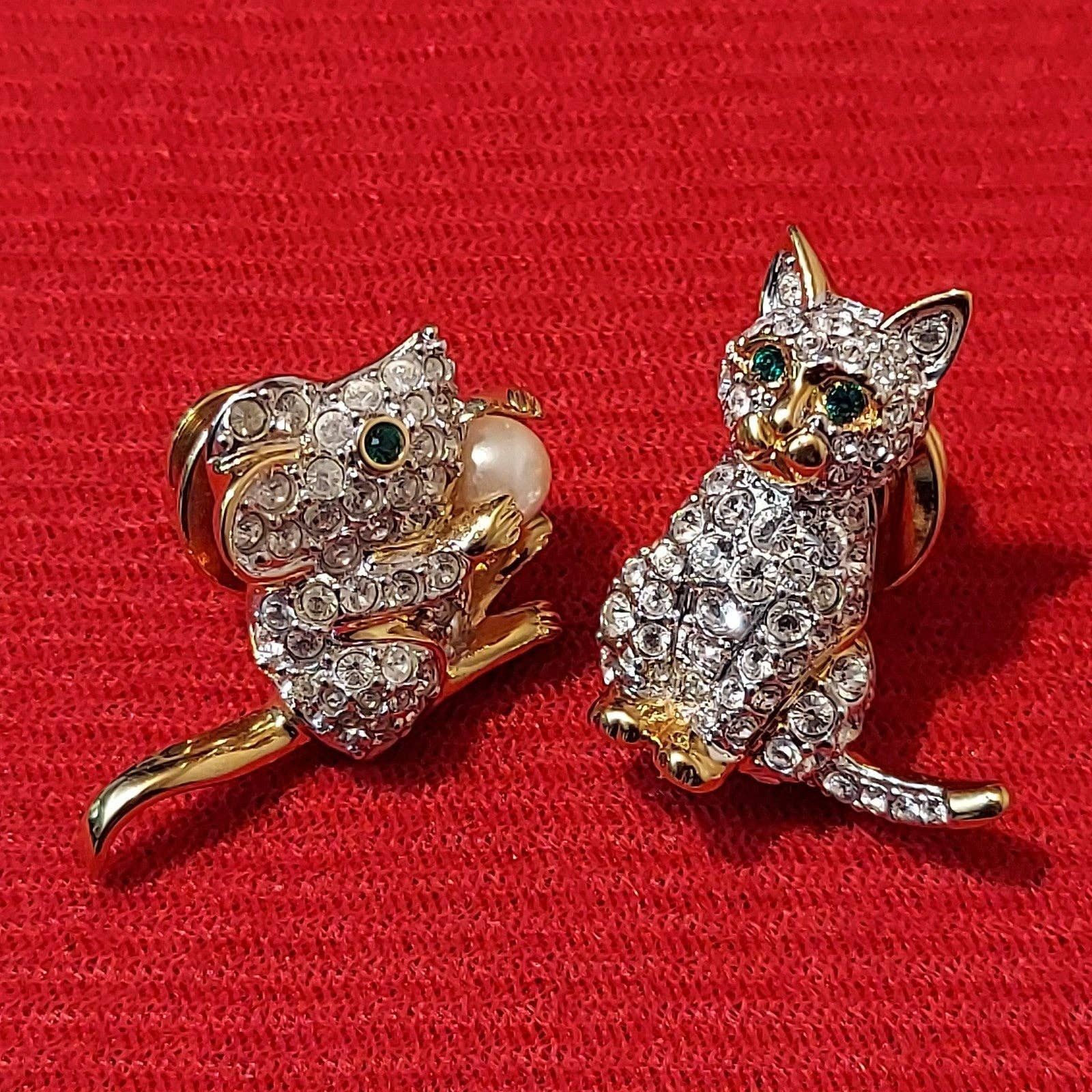 Swarovski Vintage Swarovski Jeweler's Cat and Mouse Crystal Pin Set ...