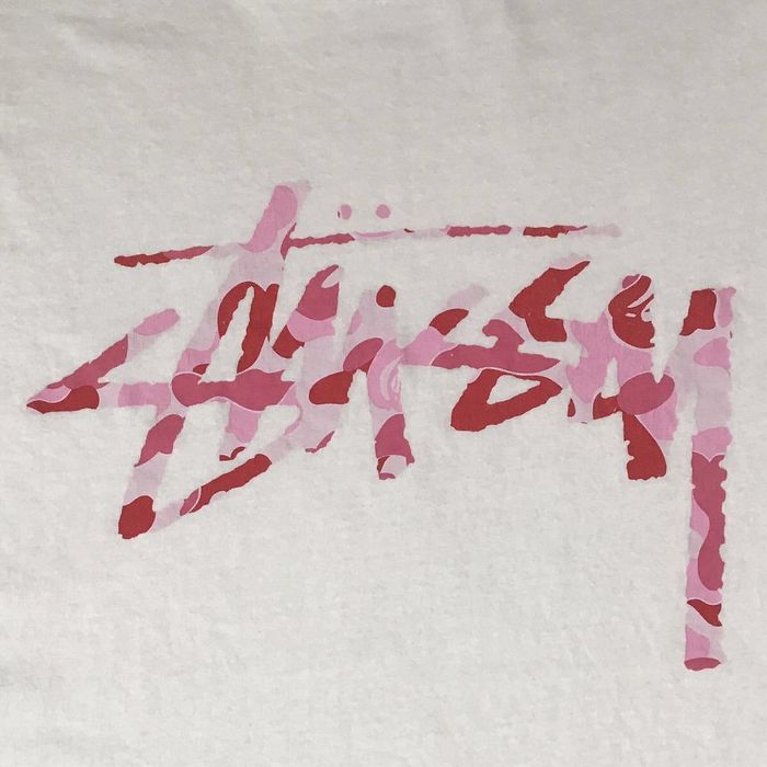 Bape BAPE × stussy 30th anniversary T-shirt ABC camo pink APE | Grailed