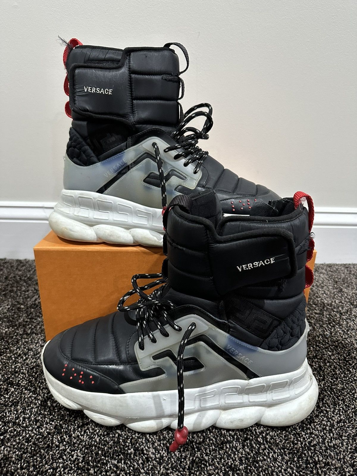 Versace Versace Chain Reaction Nylon Padded High Combat Boot Sneaker ...