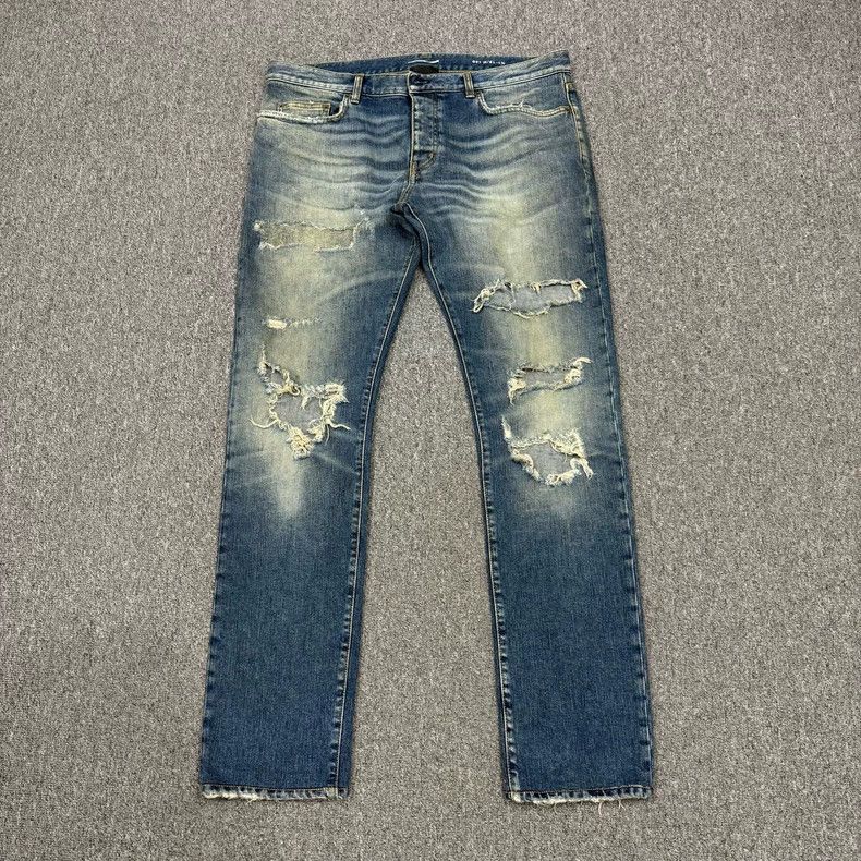 Saint Laurent Paris Saint Laurent SLP Distressed Denim Jeans - dmc ...