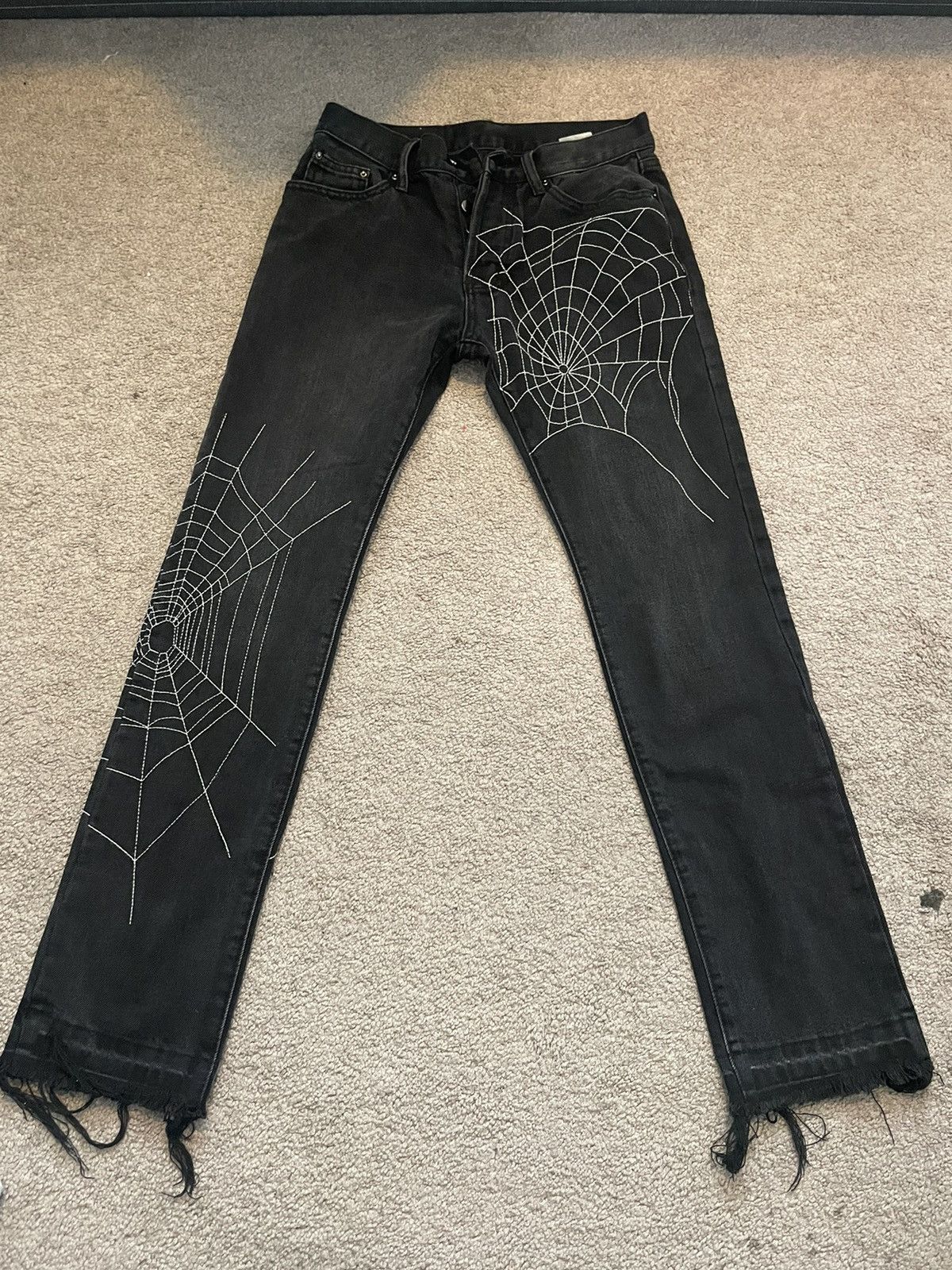 Streetwear Spider Web Denim Jeans | Grailed
