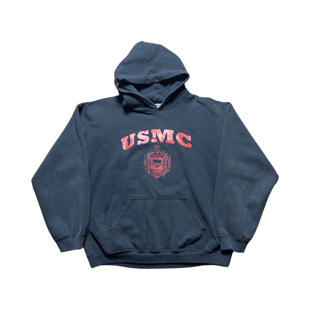 Vintage Sun Faded Black Vintage USMC Logo Hoodie | Grailed