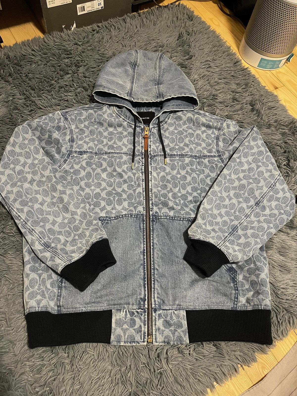 Coach Coach Signature Denim Hooded Zip Up Jacket Size Large | Grailed