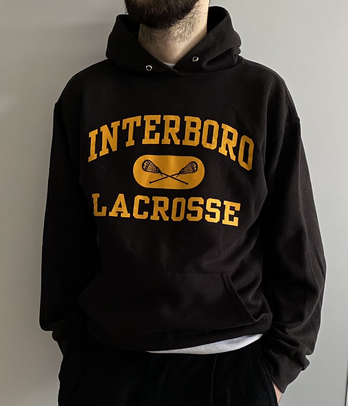 Unsound Rags × Vintage Vintage Interboro Lacrosse Sunfaded Black Hoodie ...