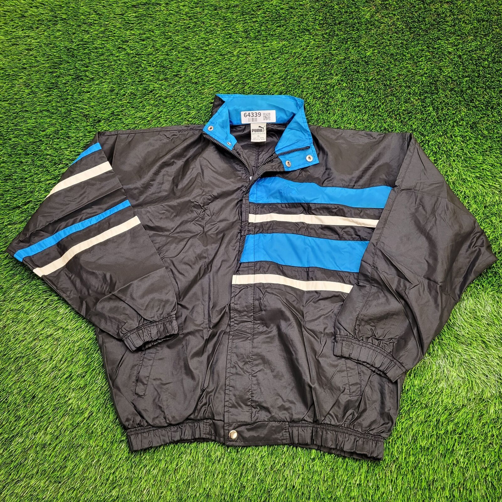 Puma Vintage PUMA Tri-Color Windbreaker XL 26x26 Black | Grailed