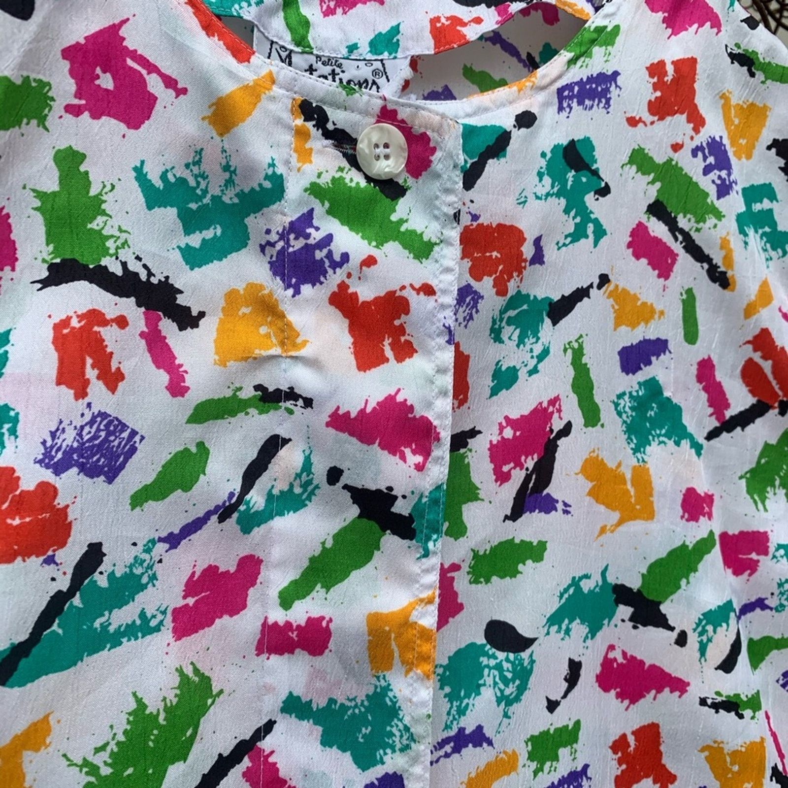 Vintage Vintage 90s Notations Art Deco primary color splatter blouse ...