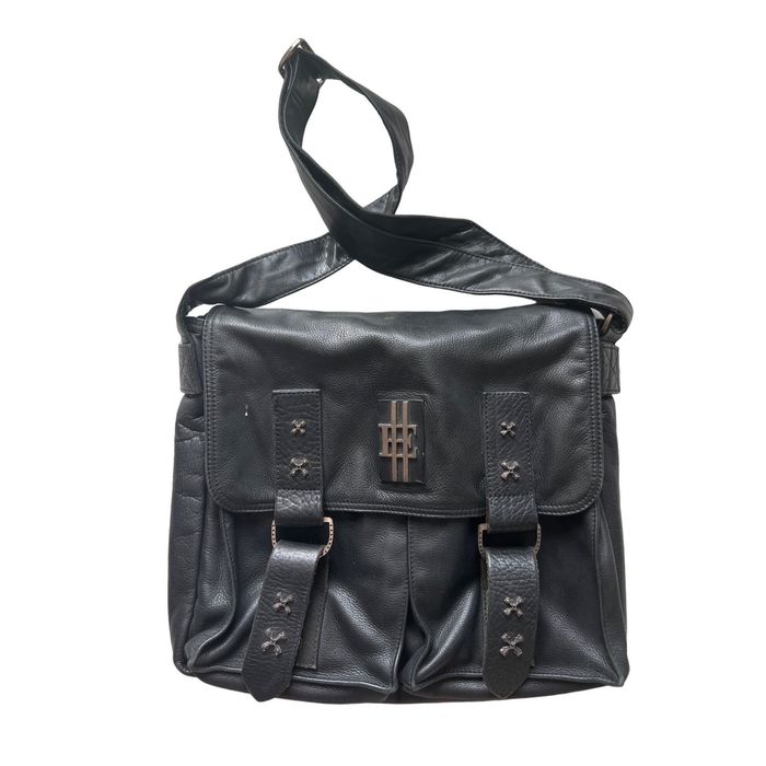 Soffer Ari Soffer Ari Black Leather Messenger Saddle bag Crossbody Trav ...