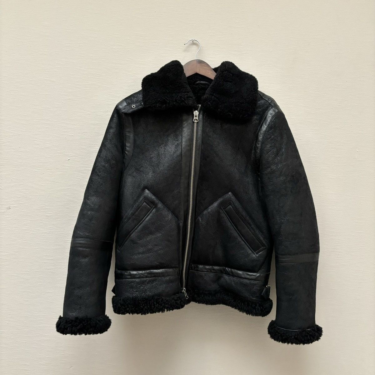 Acne Studios Ian Shearling Leather Jacket (Black) | Grailed