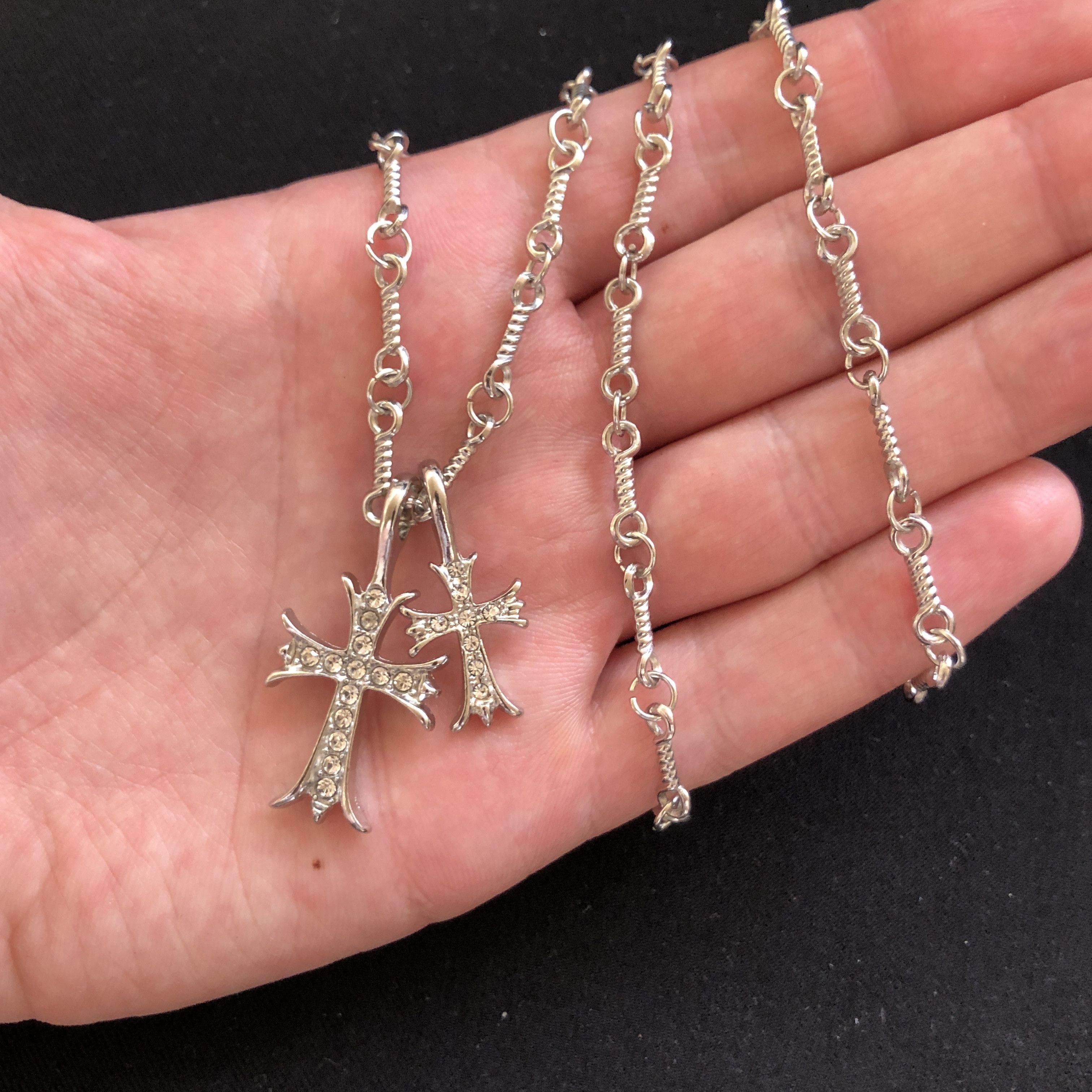 Chain × Jewelry × Streetwear Double Cross Necklace Punk Gothic | Grailed