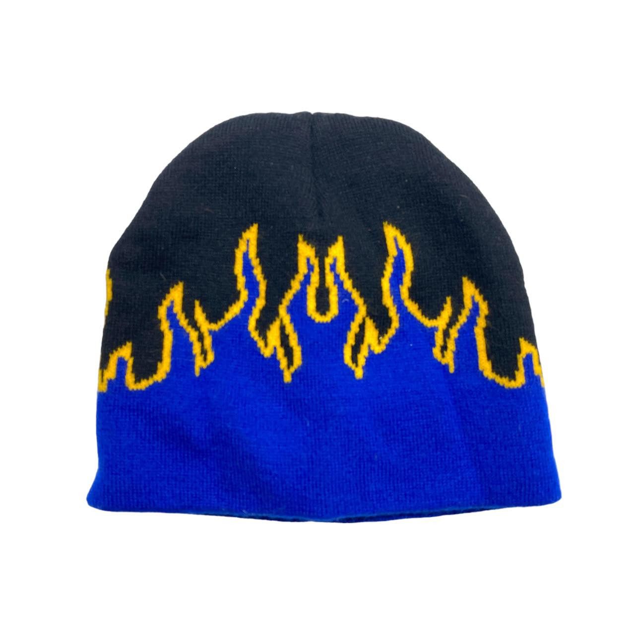 Vintage y2k 2000s Vintage Blue Flame Beanie Hat | Grailed