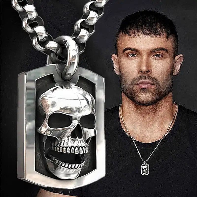 Chain Skull Dog Tags Chain Skeleton Gothic Death Military Chrome | Grailed