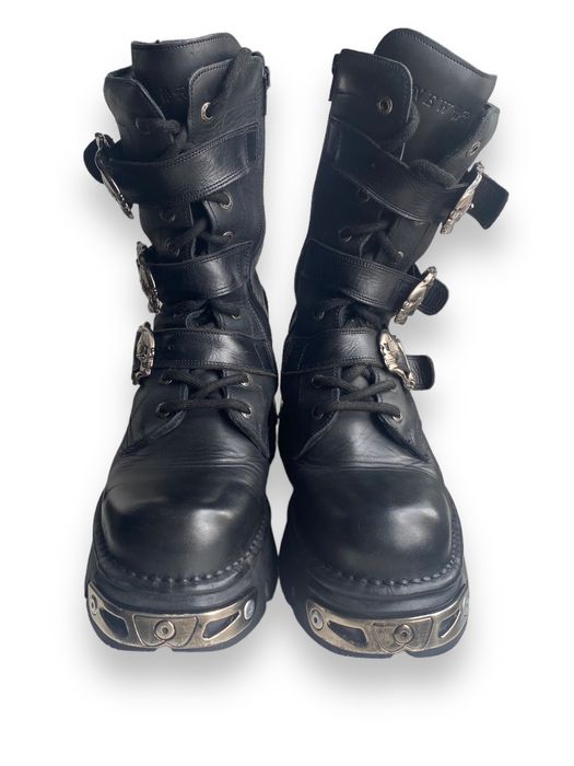 Vintage Vintage New Rock leather skull boots | Grailed