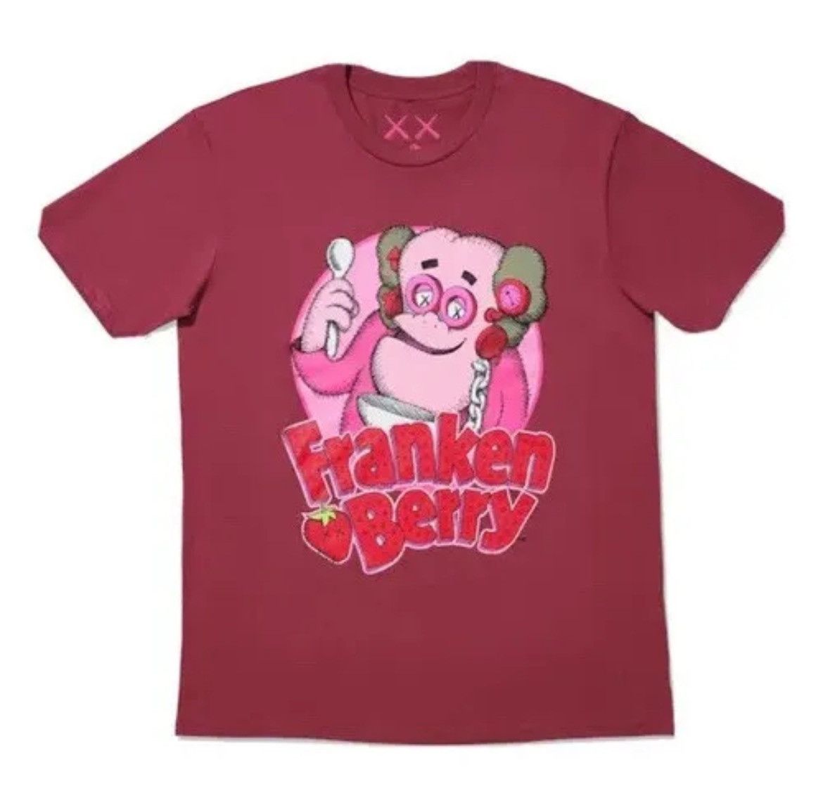 Kaws Kaws x Monster Cereal Franken Berry Red T-Shirt Large | Grailed