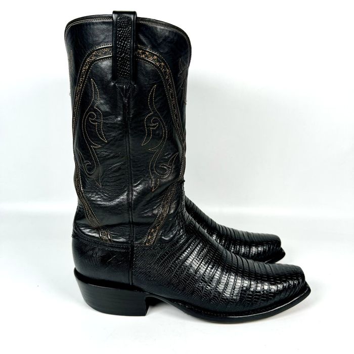 Lucchese Lucchese Classics Black Lizard Cowboy Western Boots Size 8.5 ...
