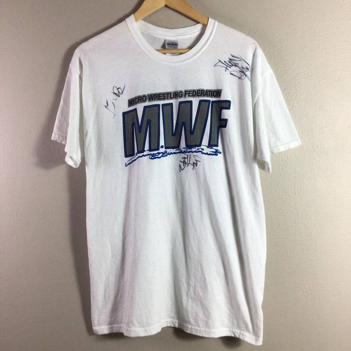 Gildan Signed Micro Wrestling Federation MWF T Shirt White Large | Grailed