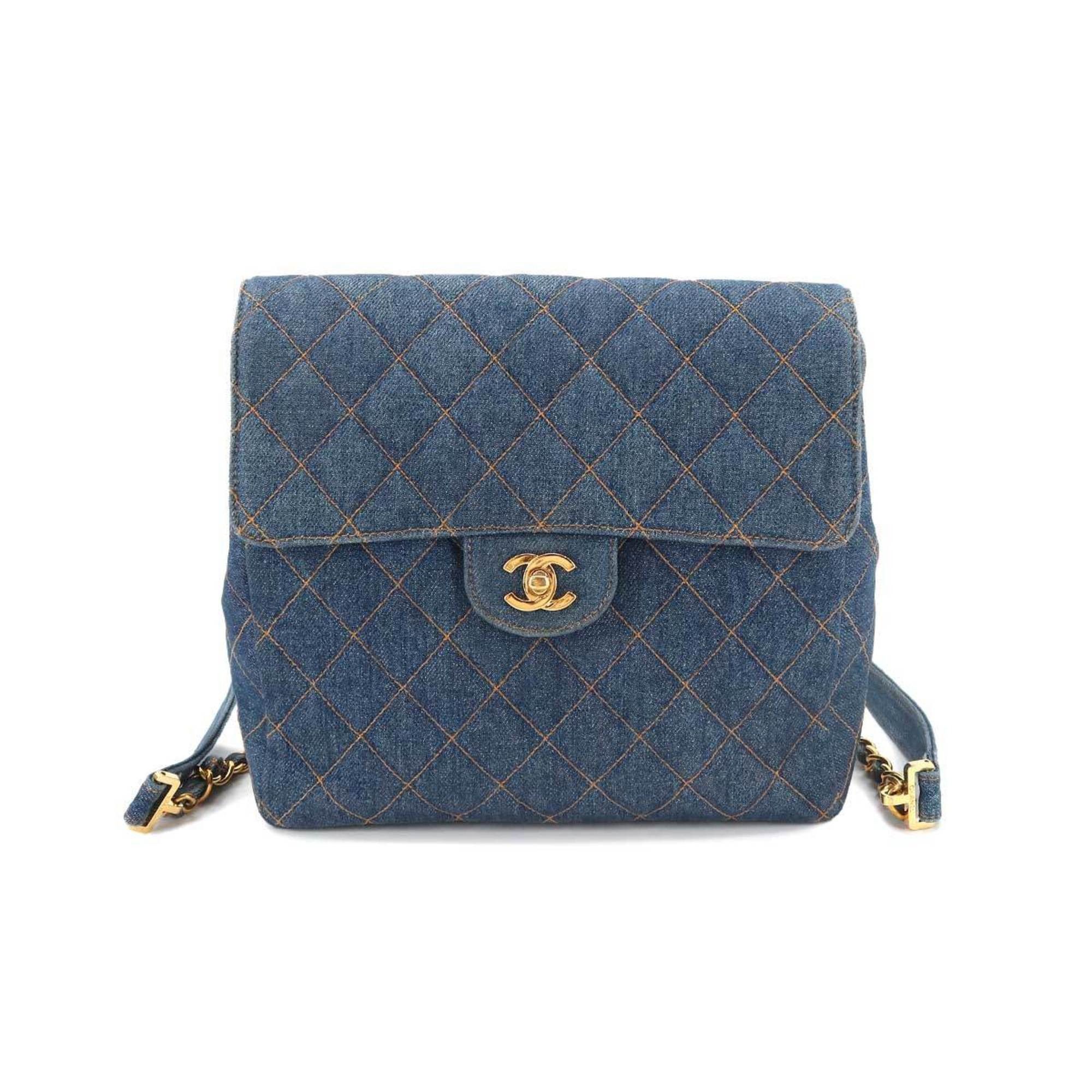 Chanel CHANEL matelasse chain rucksack backpack denim blue Vintage ...