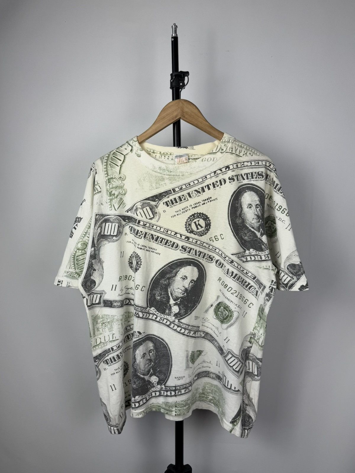 Rap Tees × Vintage Vintage 90s 100 Dollar Bill Benjamin Money Overprint ...