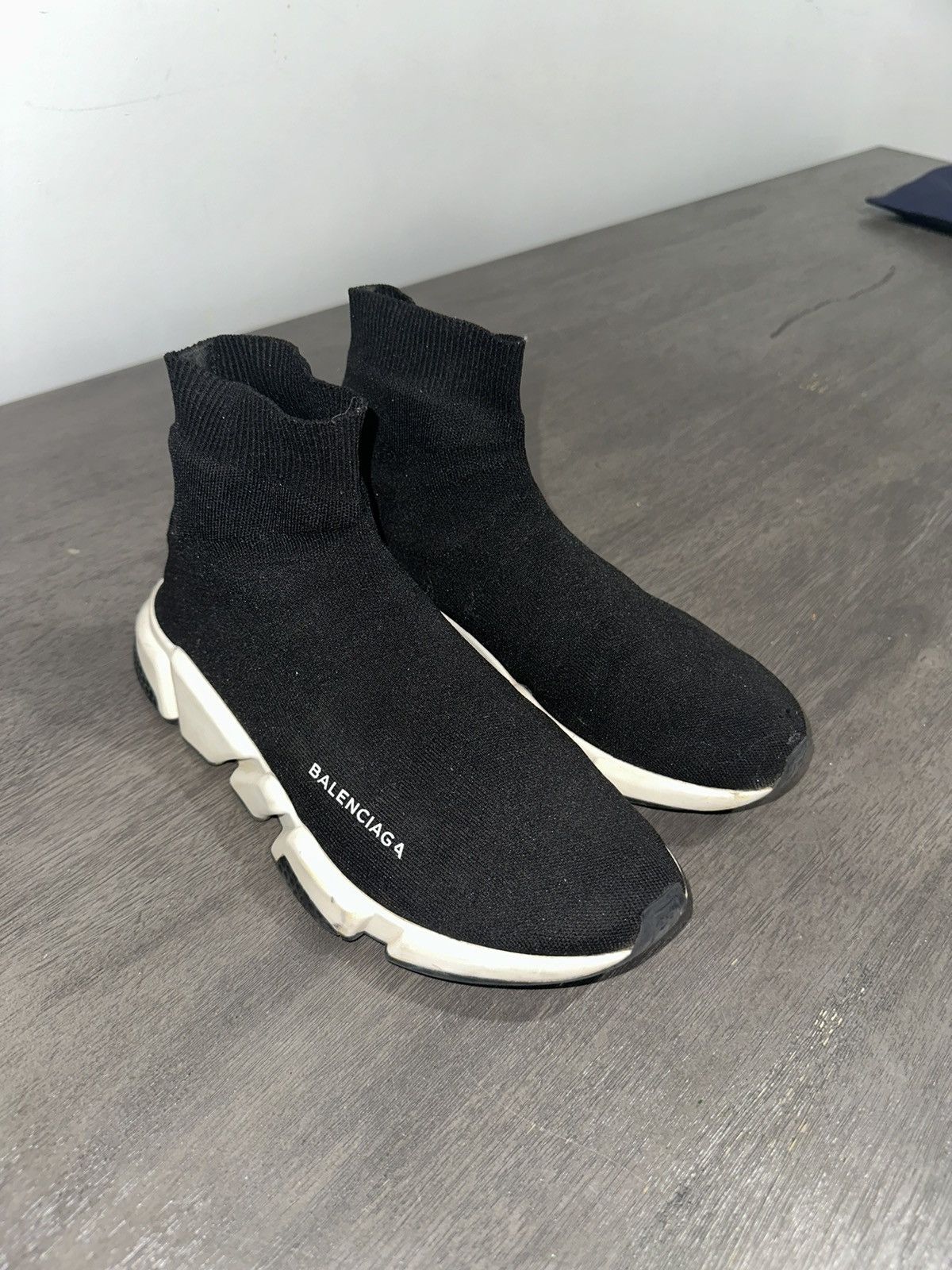 Balenciaga Balenciaga black and white knit sock runner | Grailed