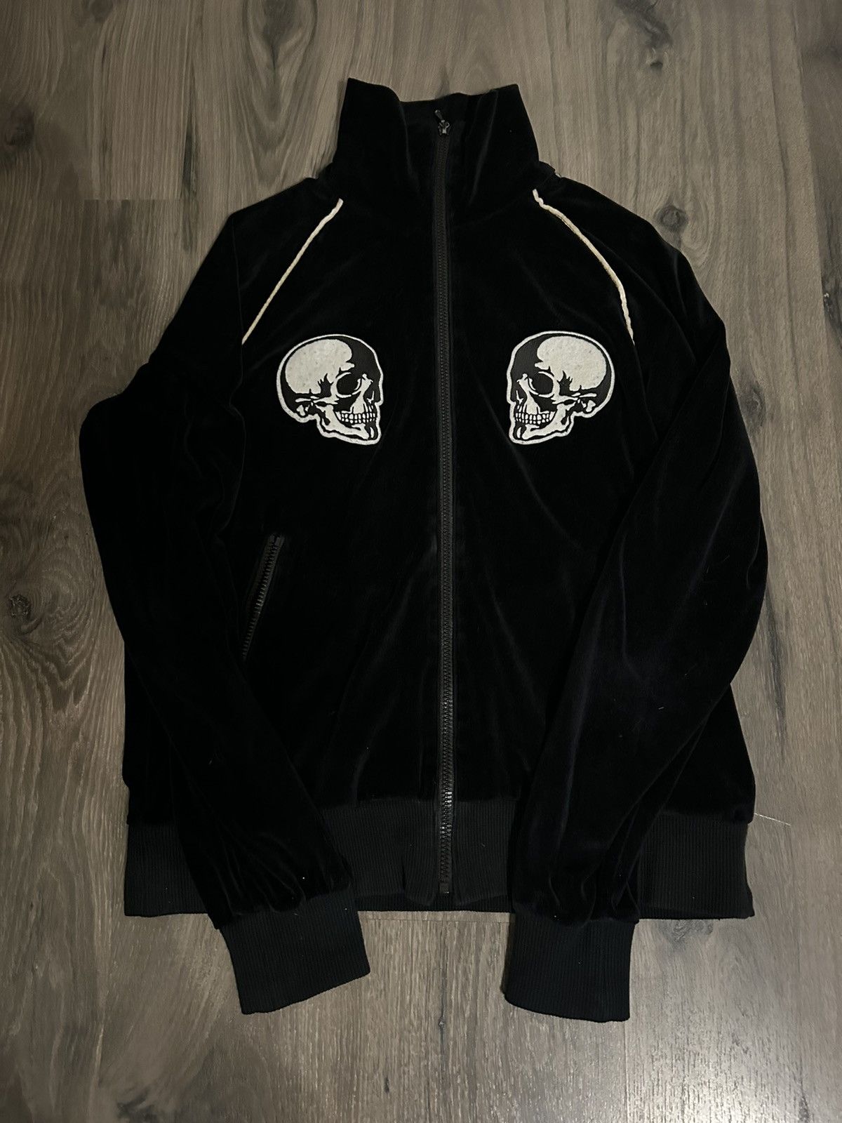 Number (N)ine Ss04 number (n)ine velour double skull jacket | Grailed