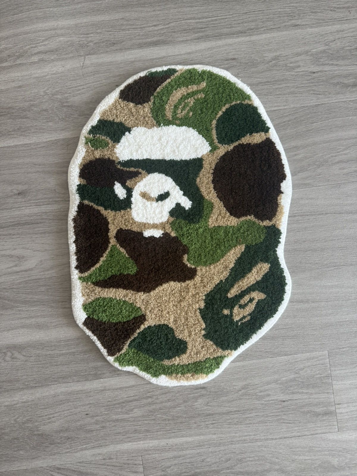 Bape Bape Green ABC camo ape head rug | Grailed