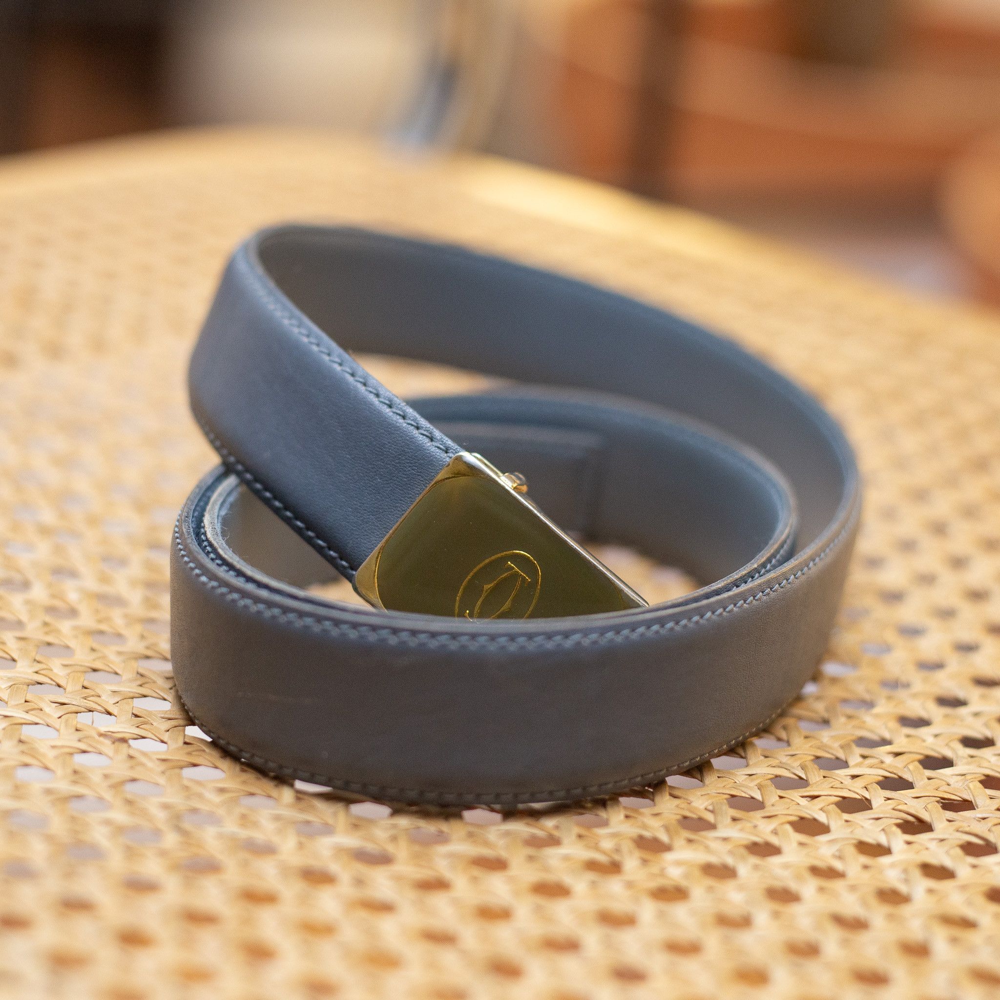 Cartier Vintage Cartier Big Logo Luxury Rare Men's Belt Grey Blue | Grailed