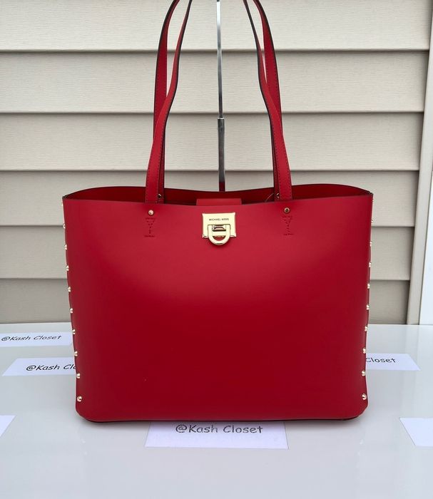 Michael Kors Michael Kors Manhattan Tote Large Studded Leather Flame ...