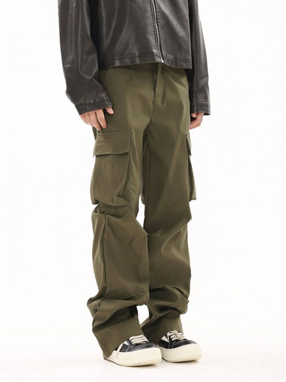 Designer × Japanese Brand × Vintage utility flared stack pleated cargo ...