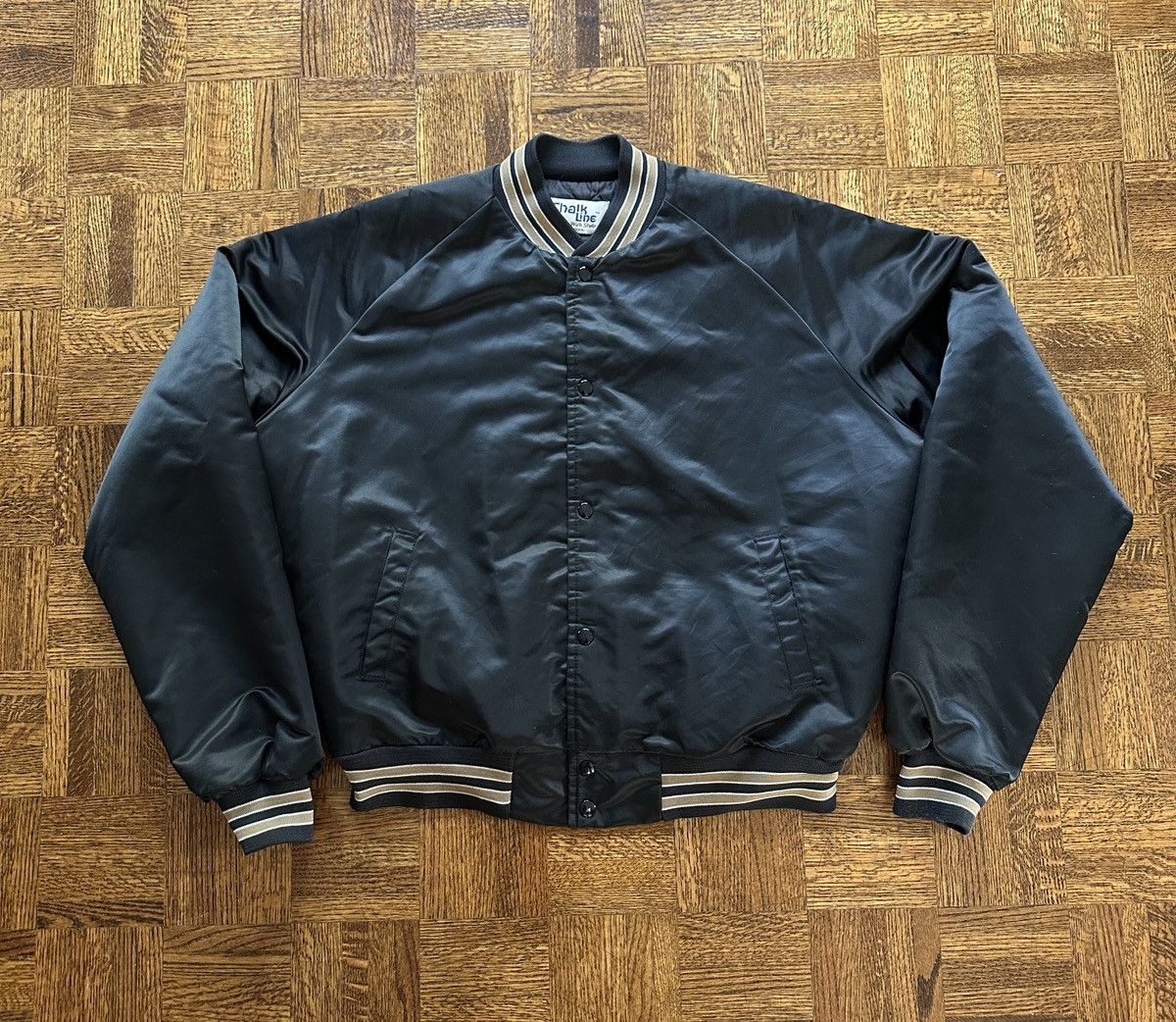 Vintage Vintage Chalk Line Satin Bomber Jacket Coat | Grailed