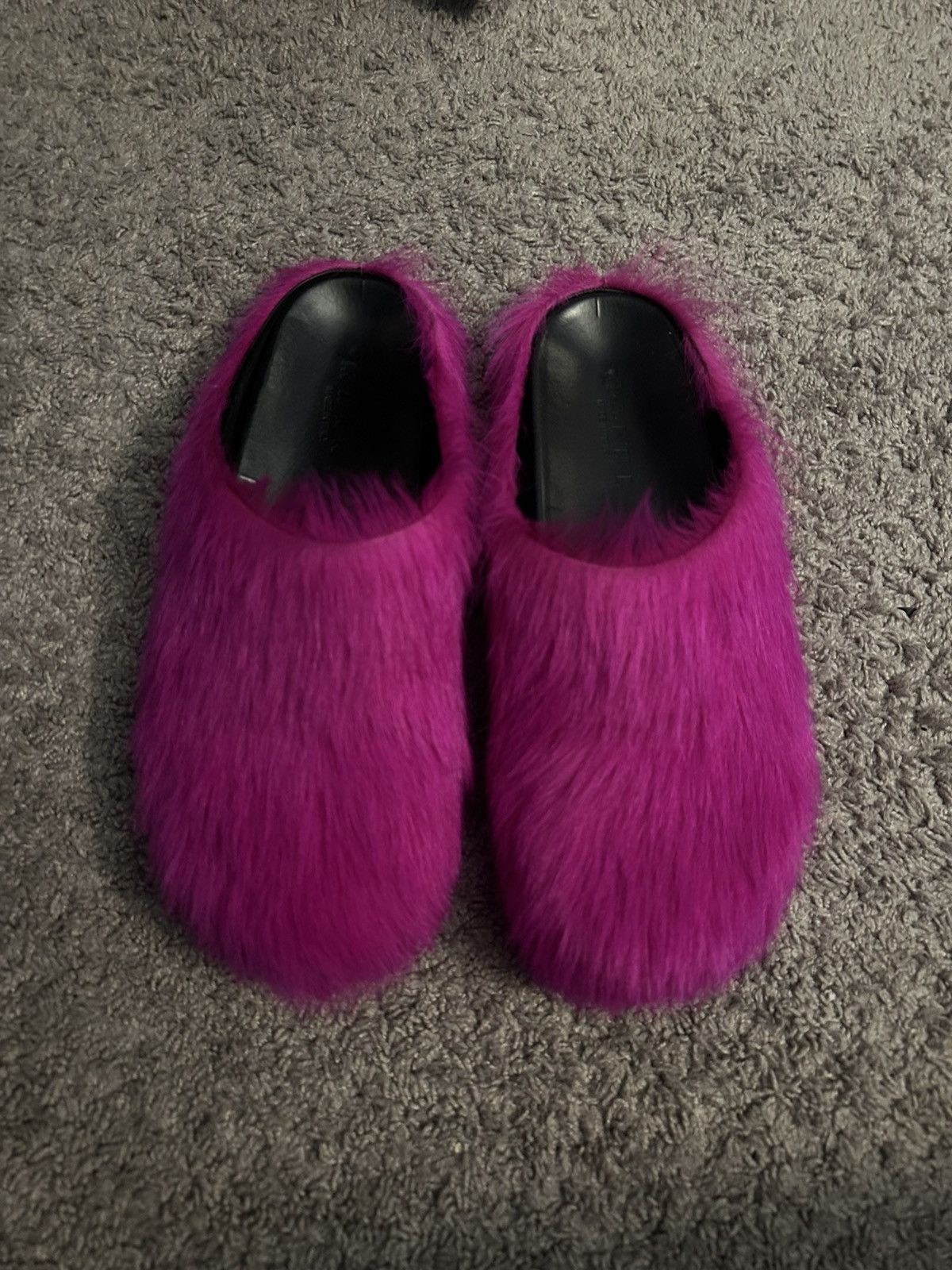 Marni Marni pink fur slide mule | Grailed