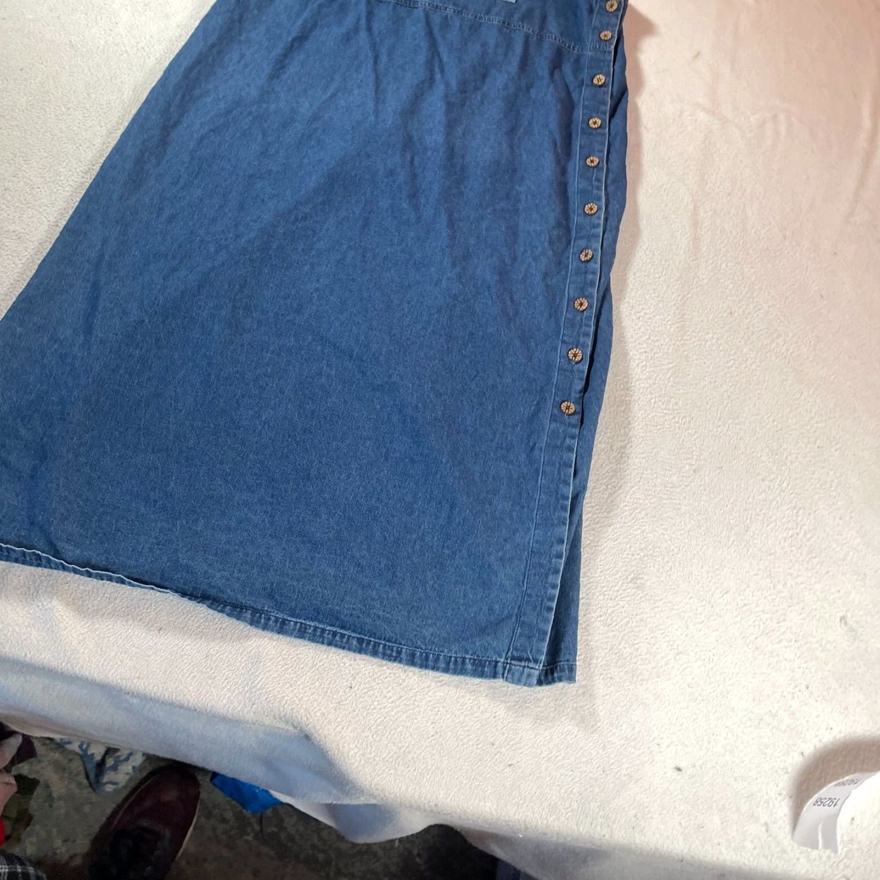 Vintage Erika & Co Cottage Farm Woven Denim Midi Dress for Women in Blue with Extra Large Size ...