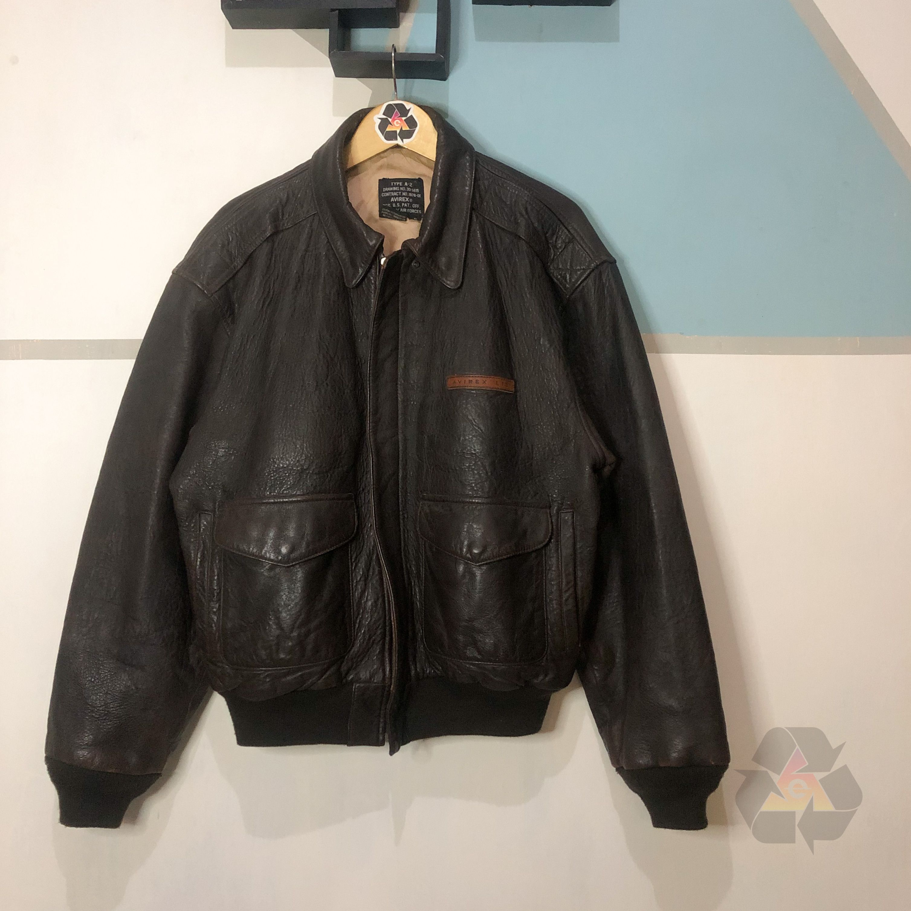 A2 Flyers Leather × Avirex × Vintage Vintage Avirex A2 80s Drawing Flag Leather Jacket | Grailed