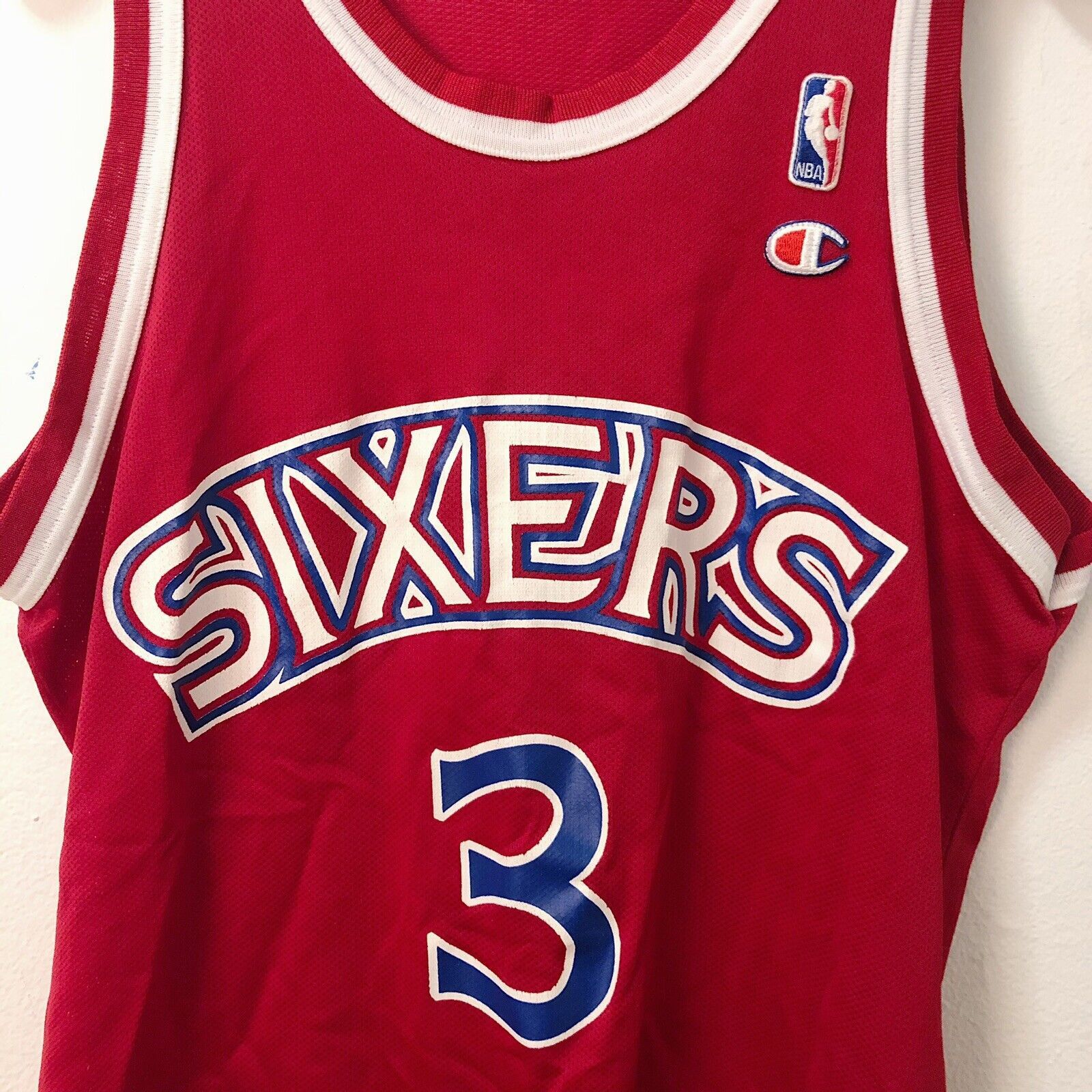 Champion 1990s Allen Iverson #3 Champion Philadelphia 76ers Jersey ...