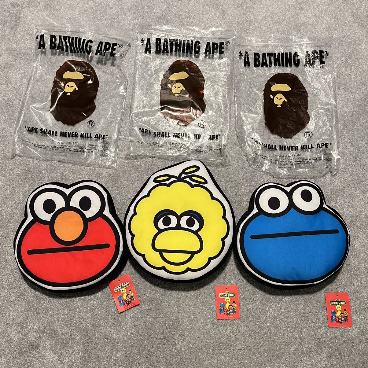 Bape Bape Sesame Street Flat Cushion Elmo Big Bird Cookie Monster | Grailed