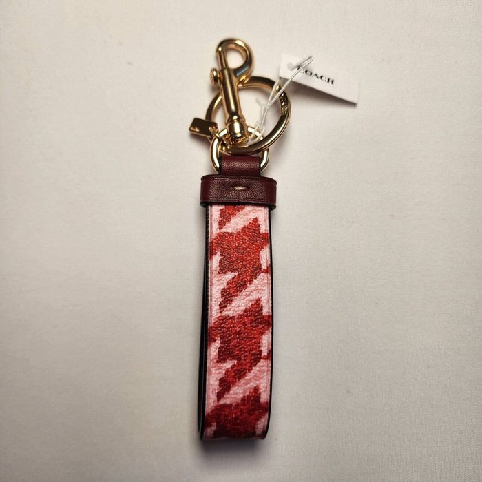 Coach Coach CK069 Loop Bag Charm Key FOB Houndstooth Pink Red | Grailed