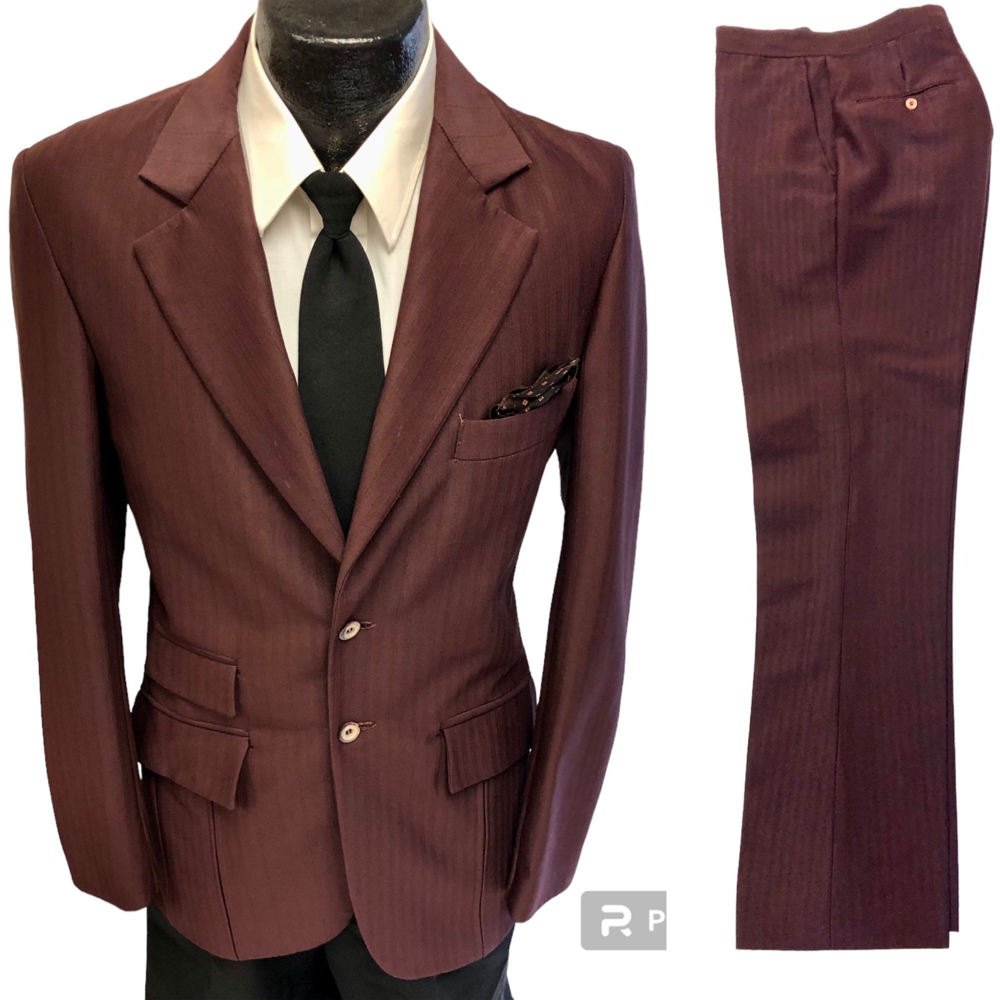 Other 2 pc 70's Men MoD Maroon Textured DISCO Pimp RETRO Suit | Grailed