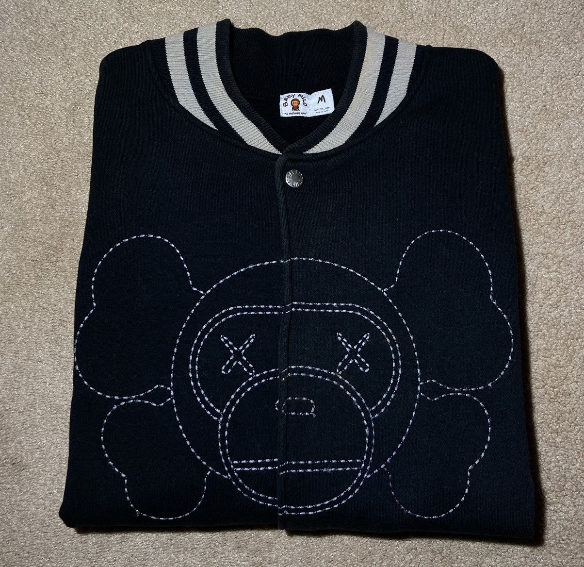 Bape × Kaws 2006 Bape Kaws Baby Milo Bone Varsity Jacket Bomber Logo OG ...