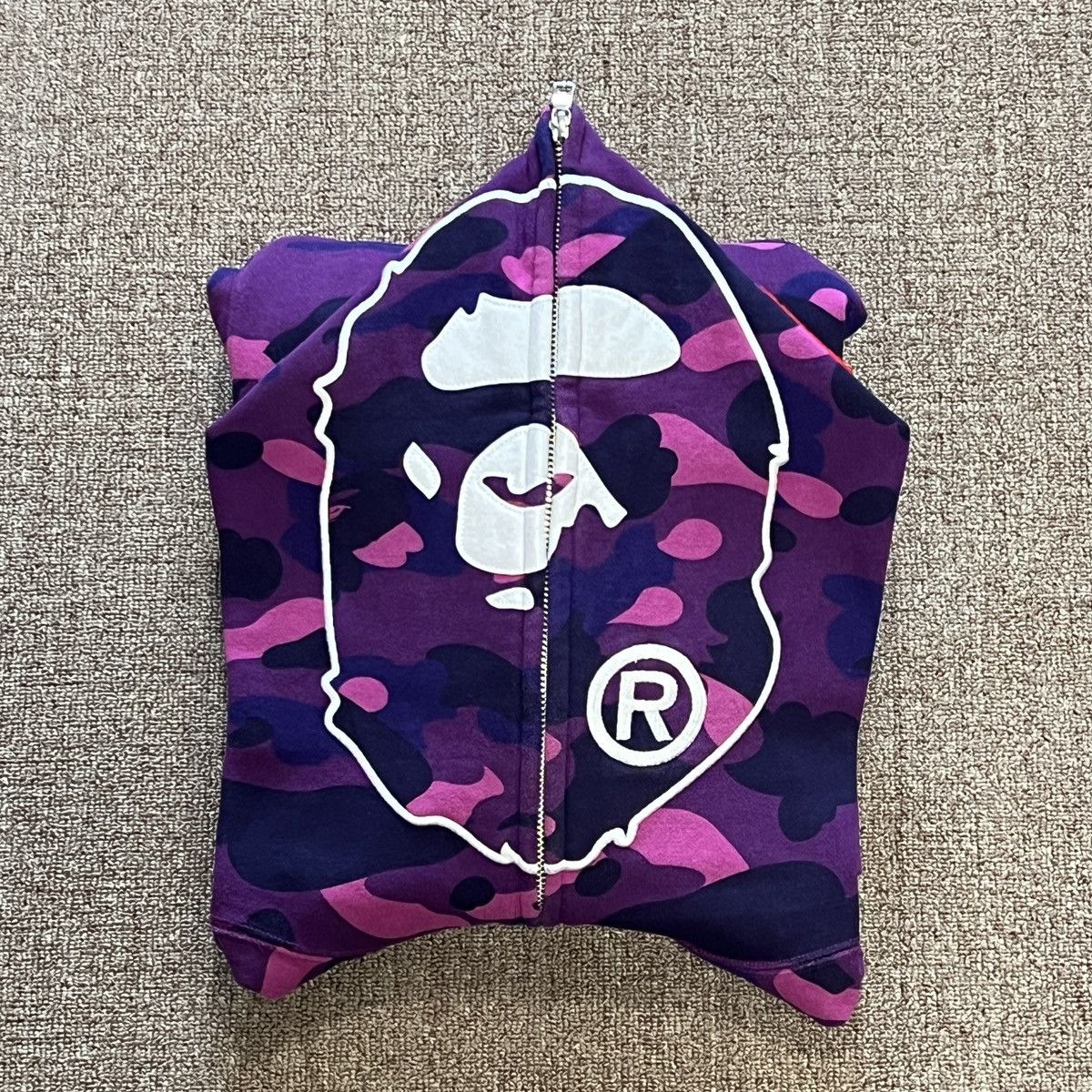 Bape Bape Purple Camo Ape Hoodie | Grailed