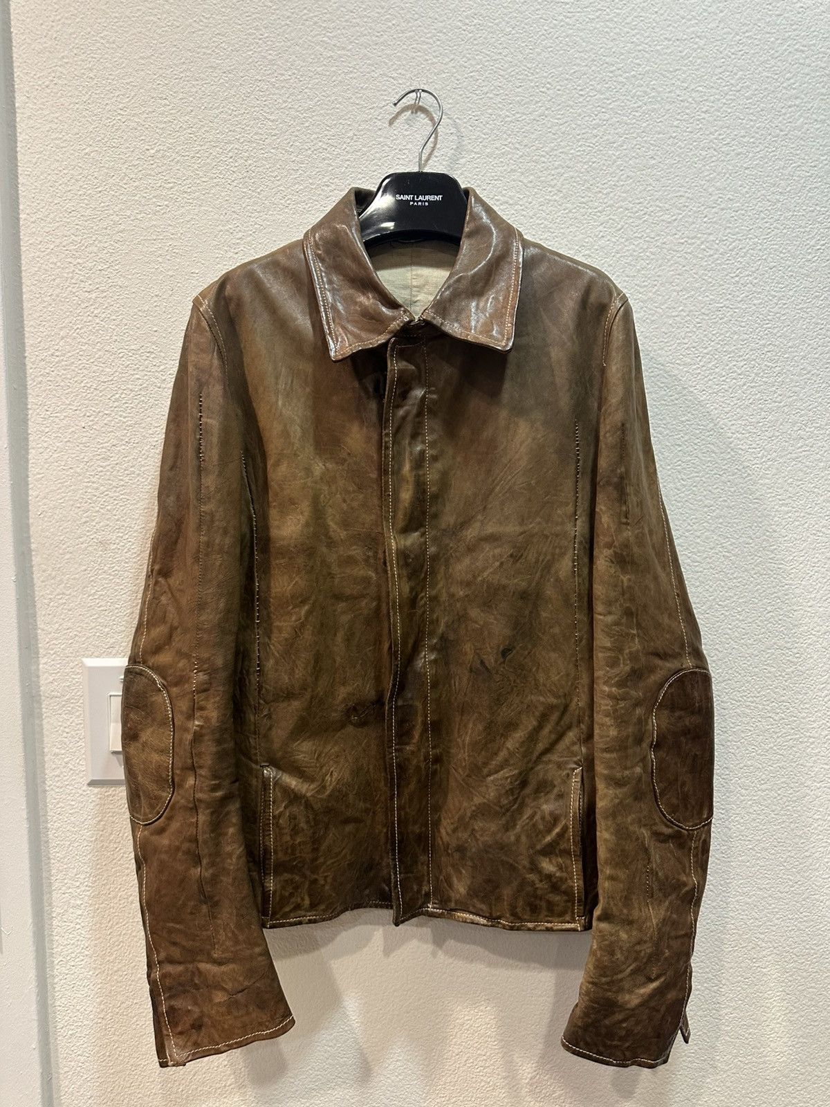 Carol Christian Poell FW04/05 Proto Overlock Leather Jacket 52 | Grailed