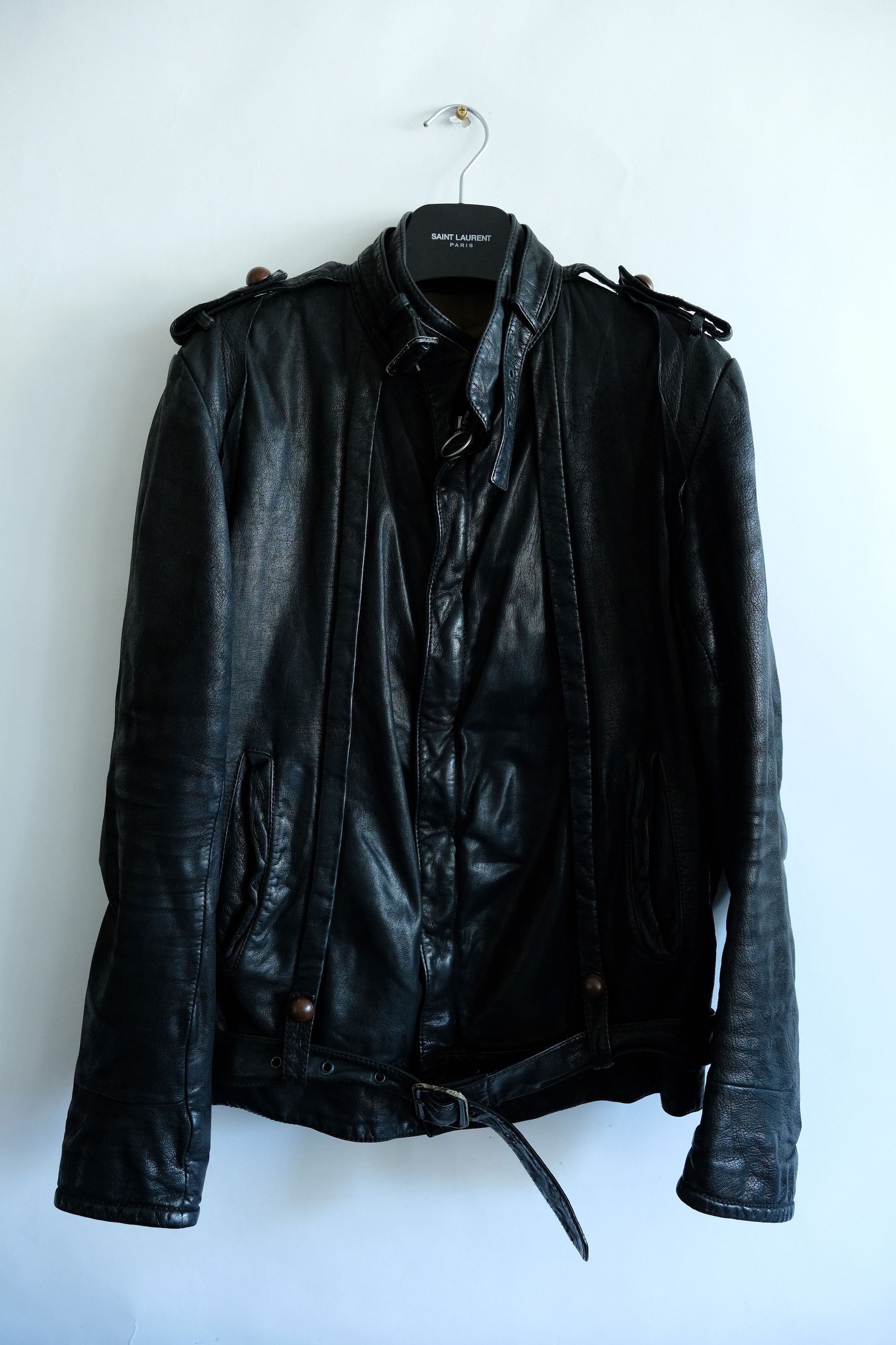 Yohji Yamamoto Yohji Yamamoto Leather Jacket Cafe Racer Biker Y's 5 XL ...