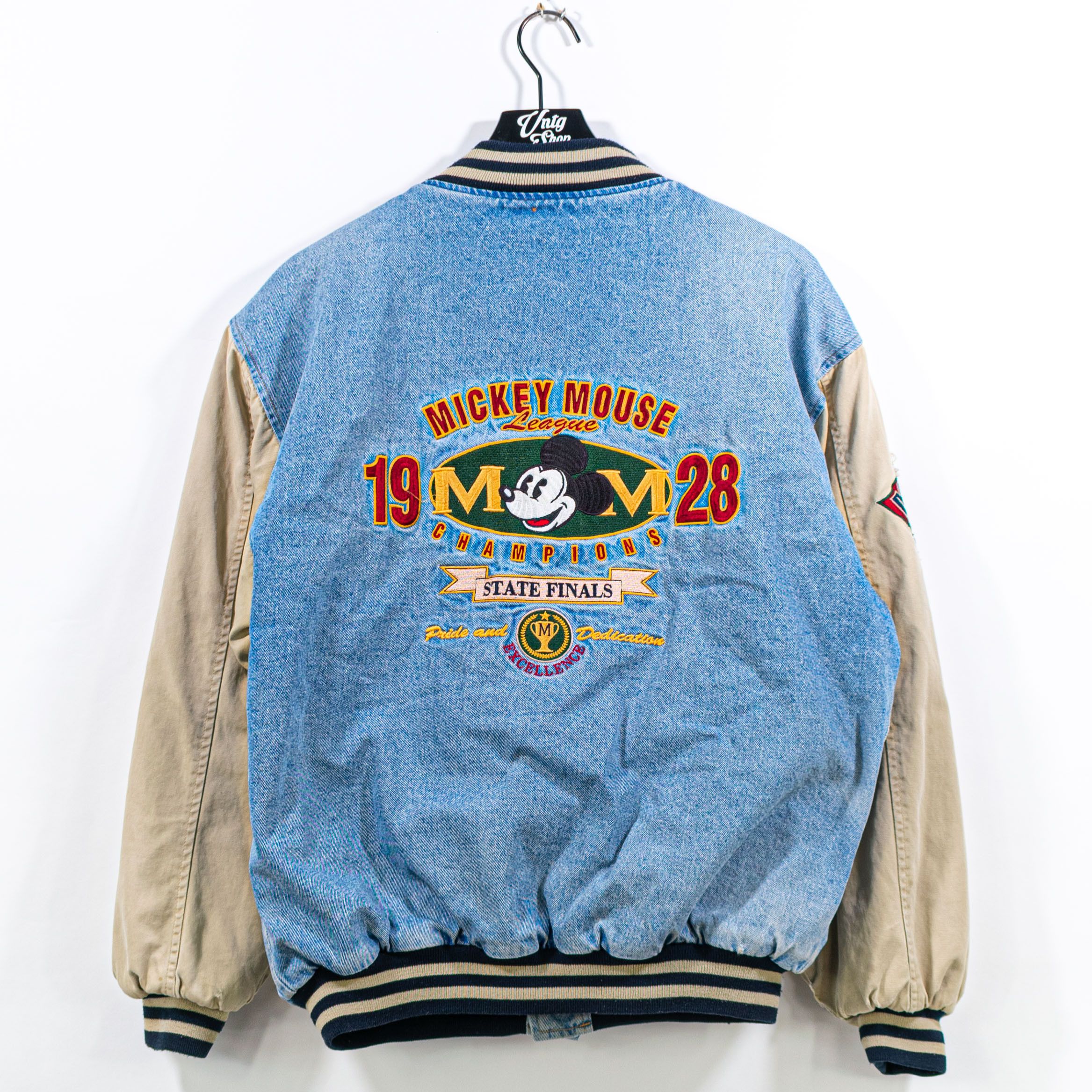 Vintage Disney Mickey Mouse League Champions Varsity Jacket Thrashed ...