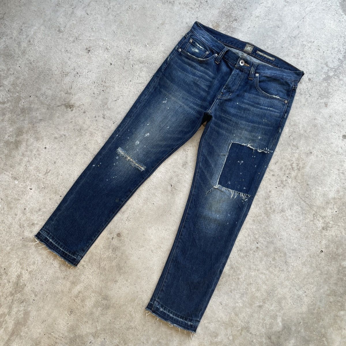 Japanese Brand Vintage Back Number Faded Denim Jeans Pants Splash ...