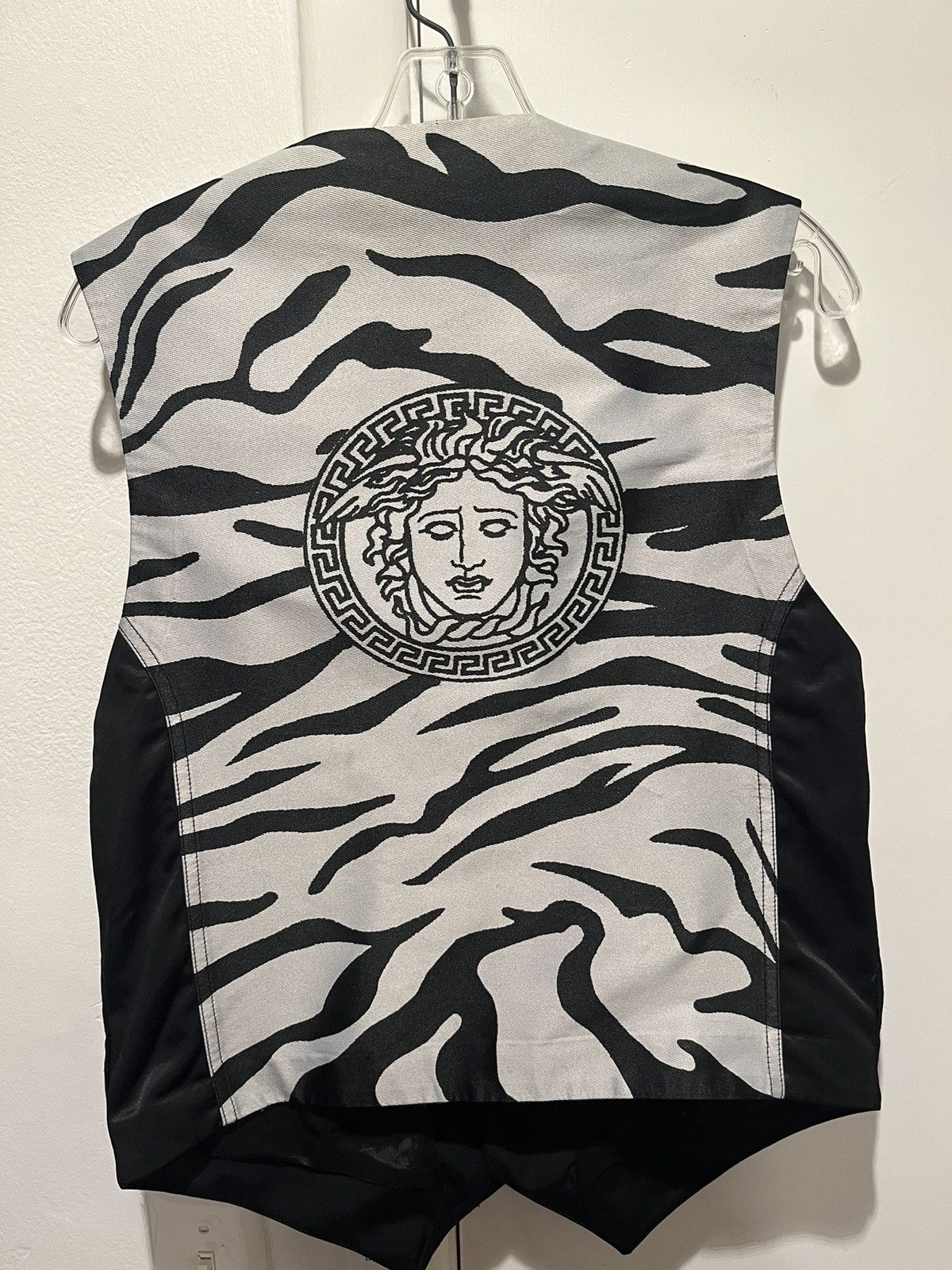 Versace × Vintage Versace Jean Couture Vest White Tiger Stripe Medusa ...