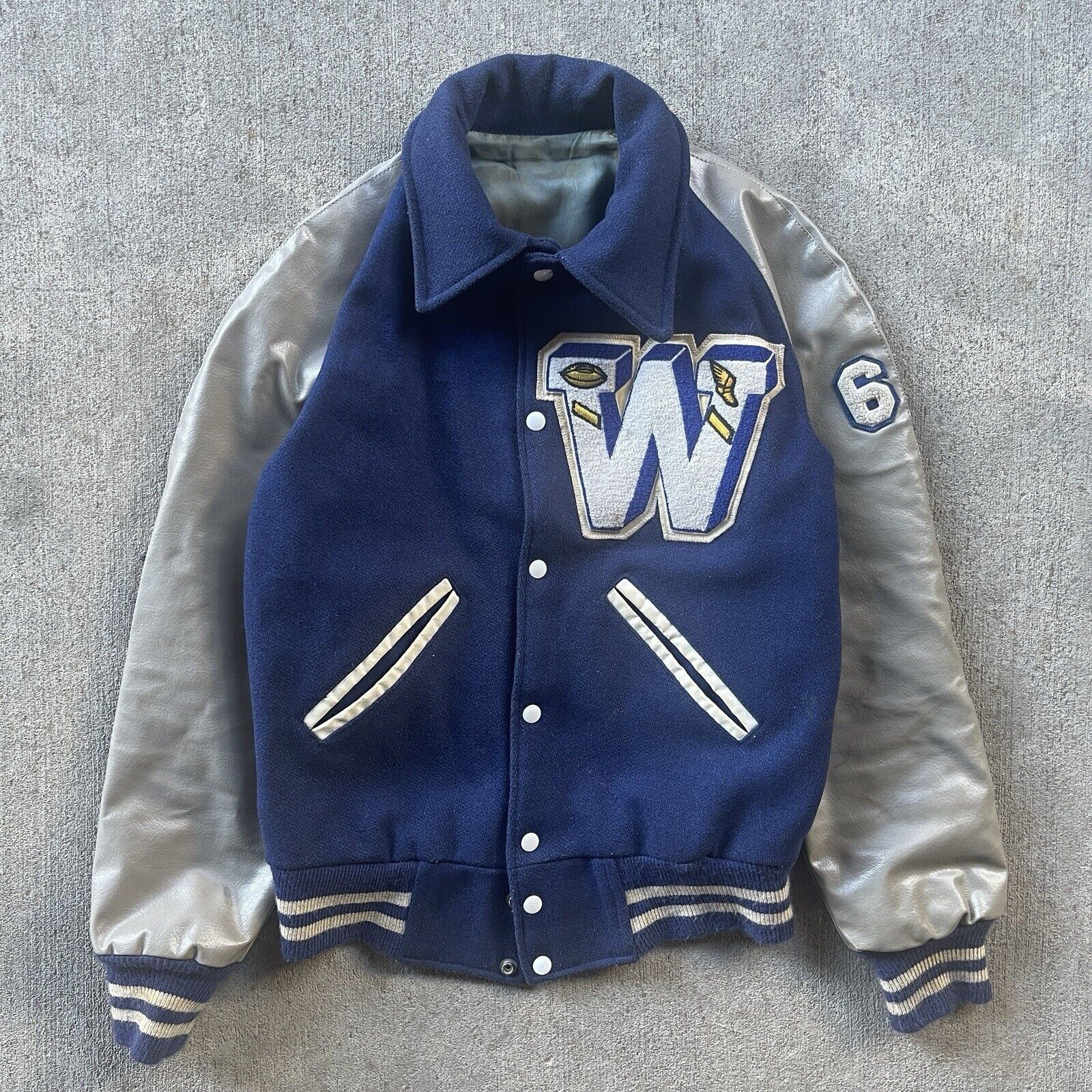 Vintage Vintage 1970s 1980s Navy/Grey Varsity Letterman Jacket | Grailed