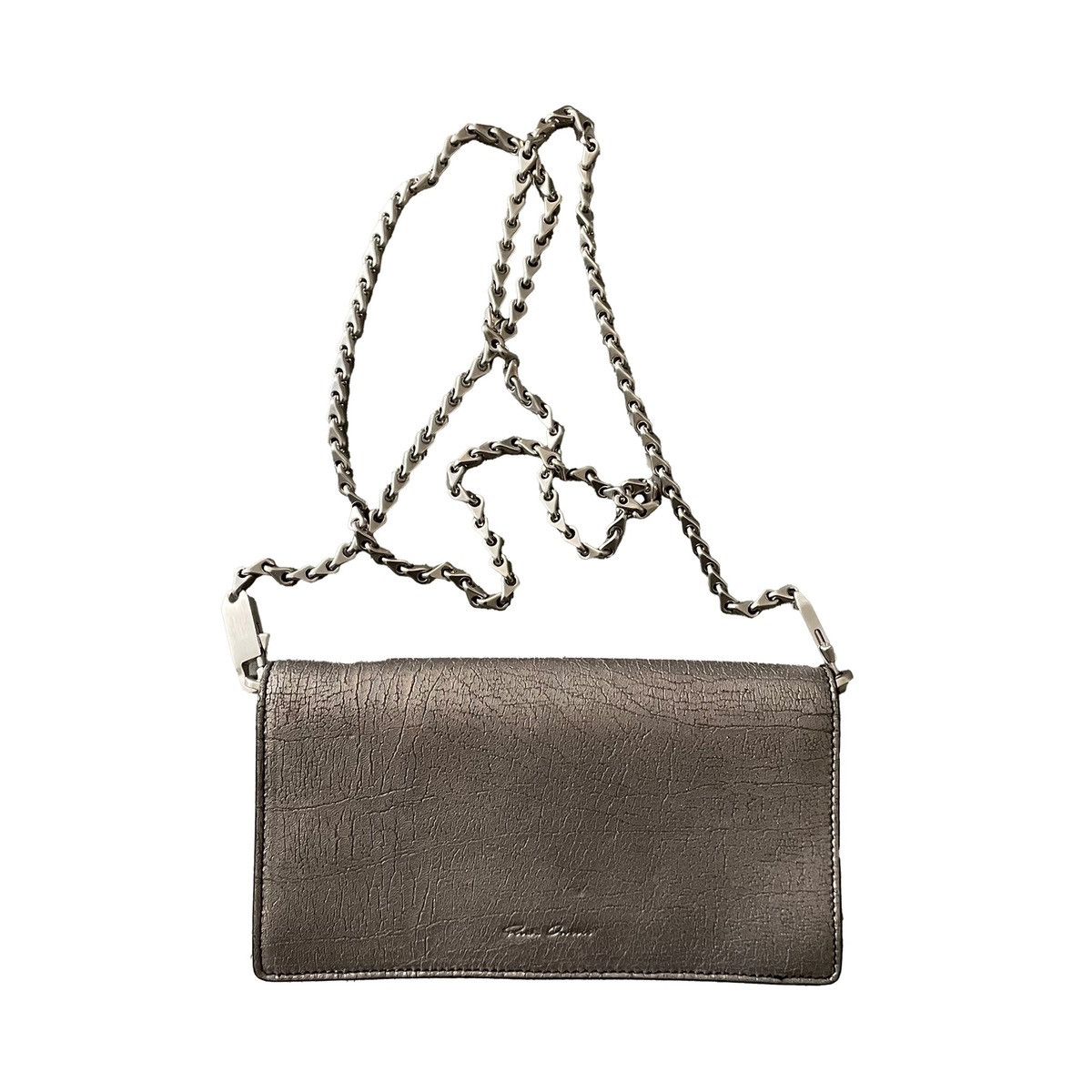 Rick Owens ★ Rick Owens, FW18 Silver Leather Bag with Snake Chain | Grailed