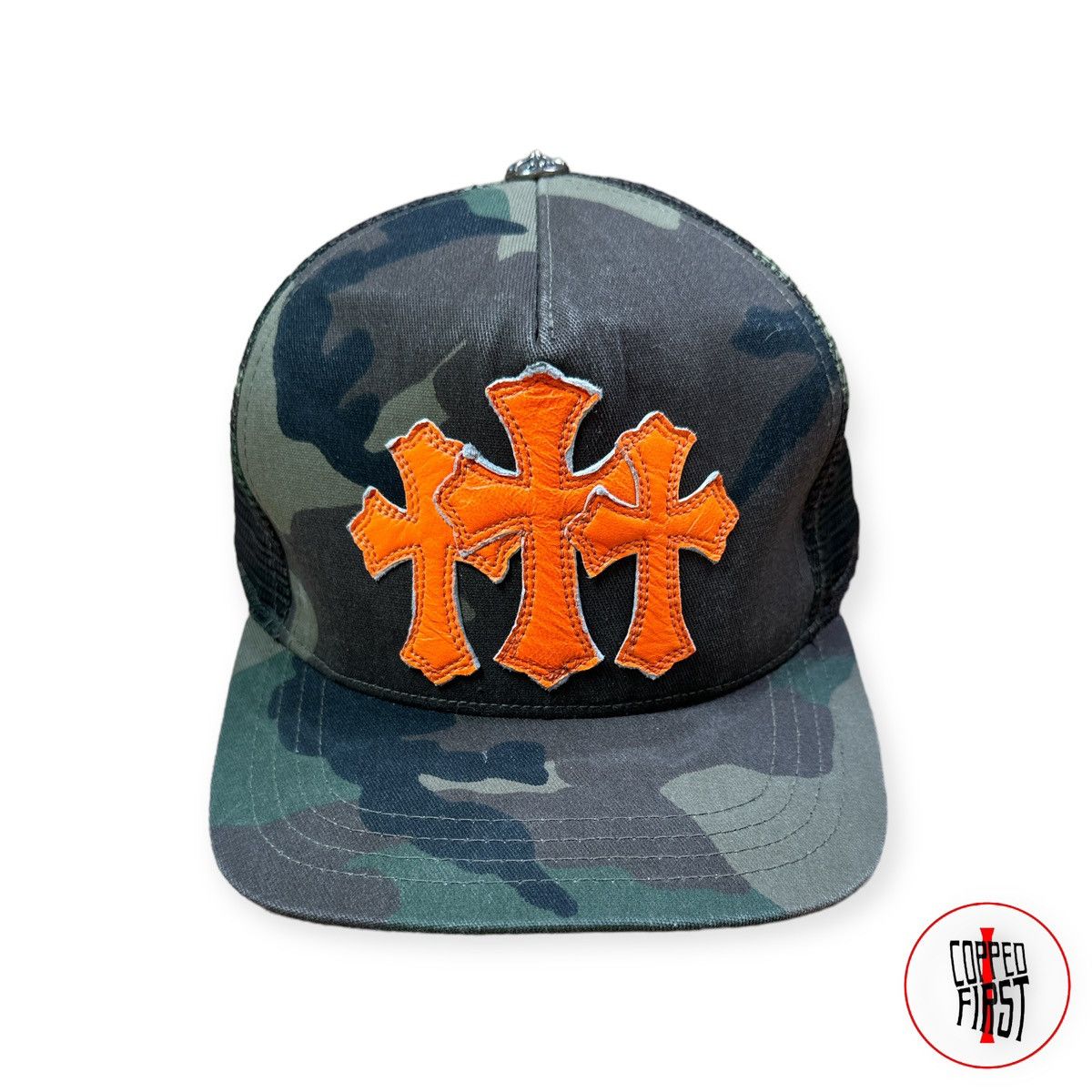 Chrome Hearts CAMO CEMETERY TRIPLE CROSS TRUCKER | Grailed