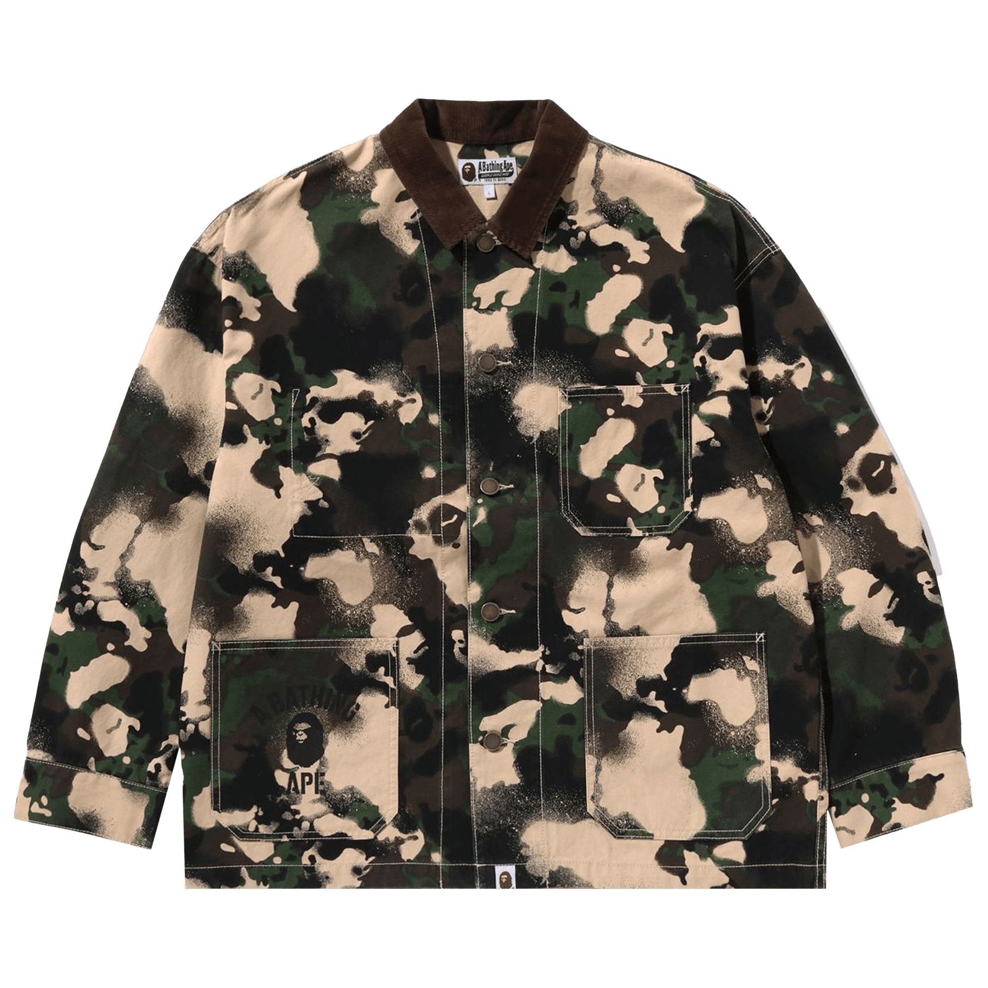Bape BAPE Map Camo Work Jacket Green | Grailed