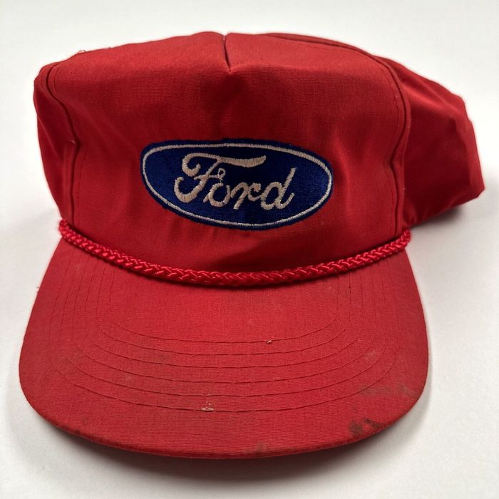 Ford Vintage Ford Hat Cap SnapBack Mesh Trucker With Patch Logo & Rope ...