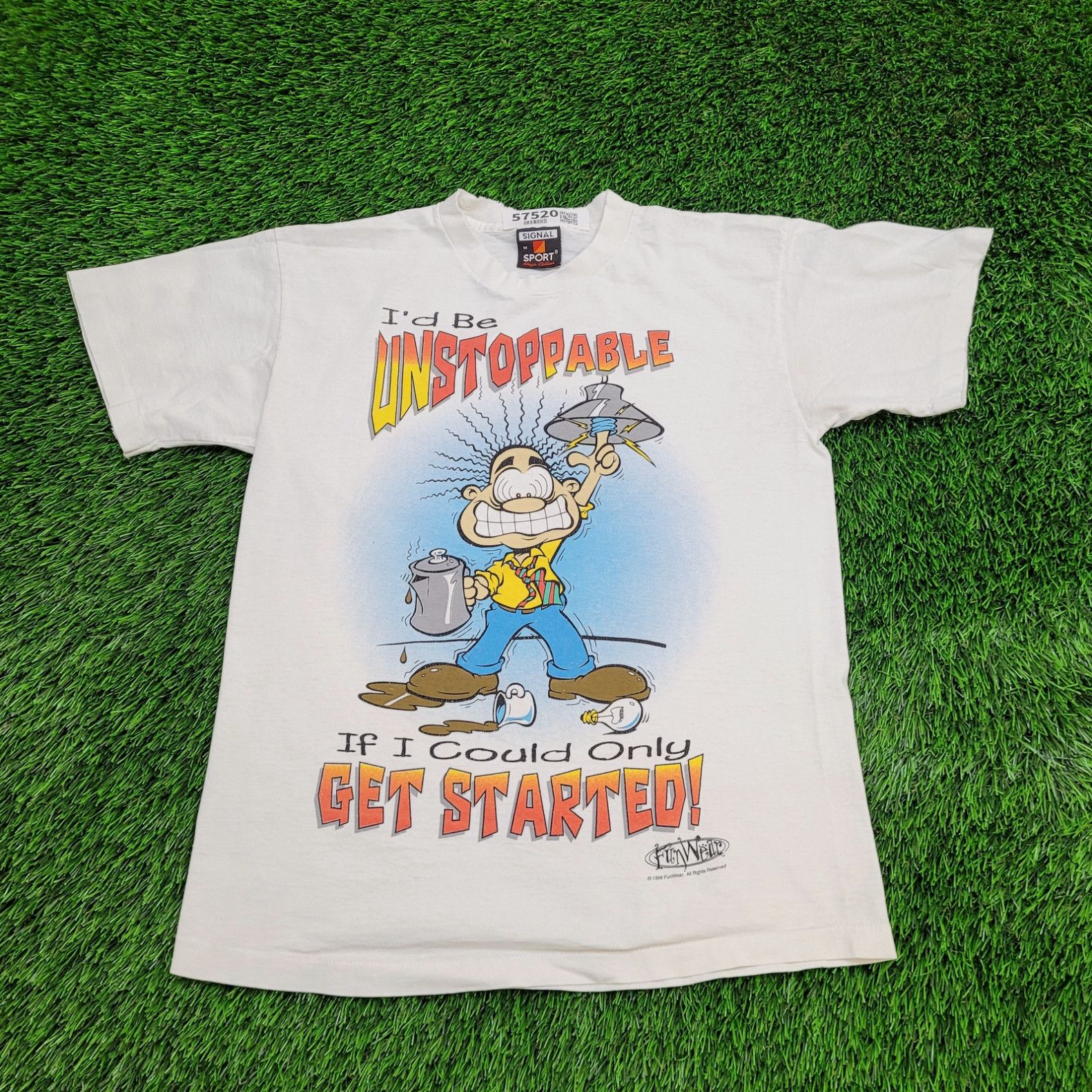 Vintage Vintage 1998 Funny Clumsy Dad Cartoon Shirt S-Short 18x25 (Tag ...